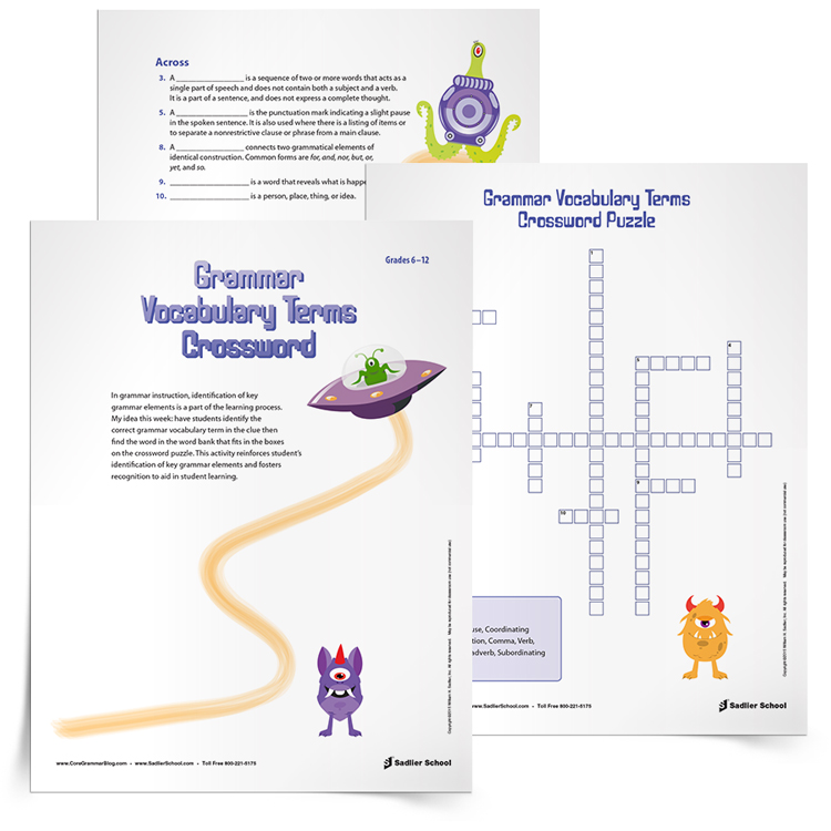 Grammar Terms Crossword Puzzle 6–12 | Download | Sadlier School