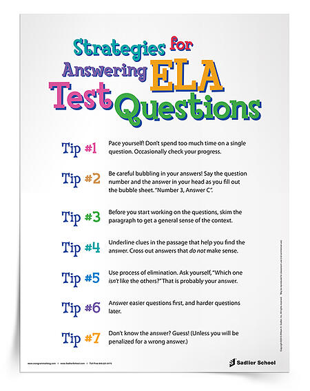 7 Strategies for Answering ELA Test Questions Tip Sheet 1-12 | Download ...