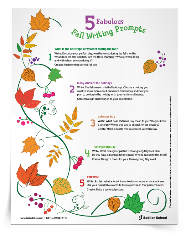 5 Fabulous Fall Writing Prompts Download Sadlier School